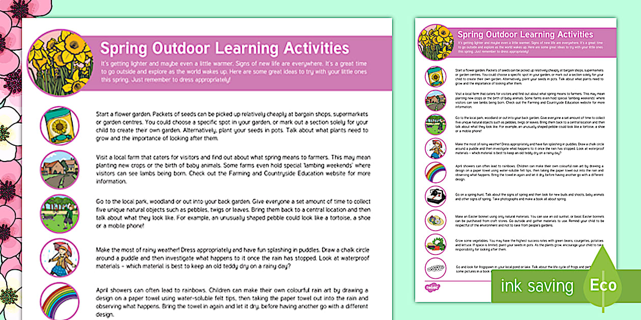 Spring Outdoor Learning Activities Parent and Carer Information Sheet