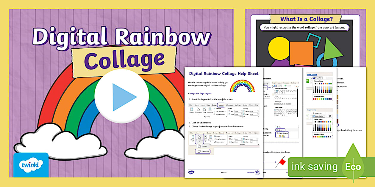 KS1 Digital Rainbow Collage Activity PowerPoint - Computing