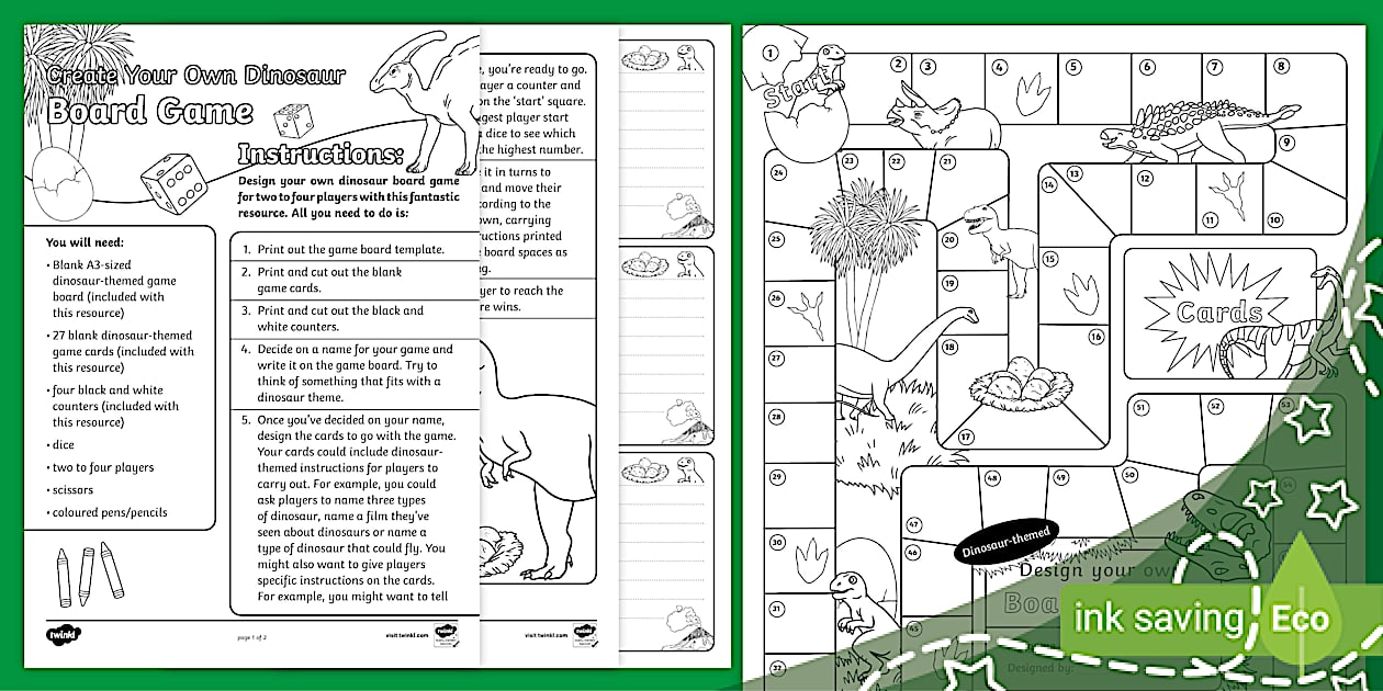 Create Your Own Dinosaur Board Game (teacher made) - Twinkl