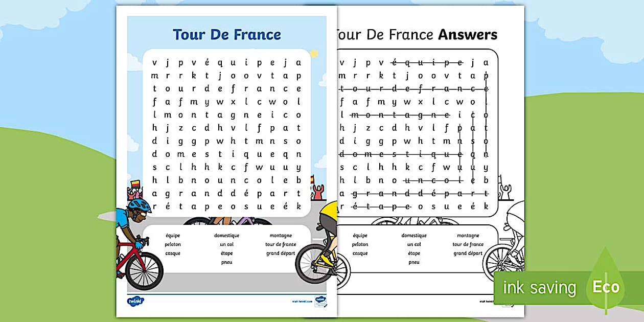 Tour de France Differentiated French Wordsearch - Twinkl