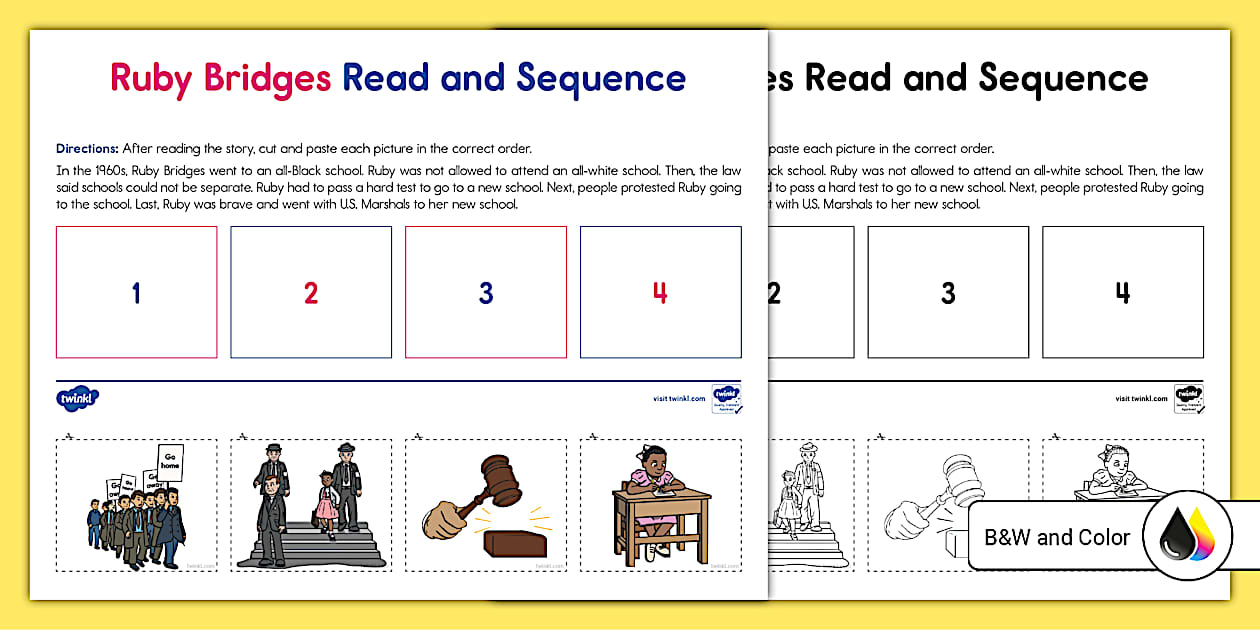Ruby Bridges Read and Sequence Worksheet I Black History