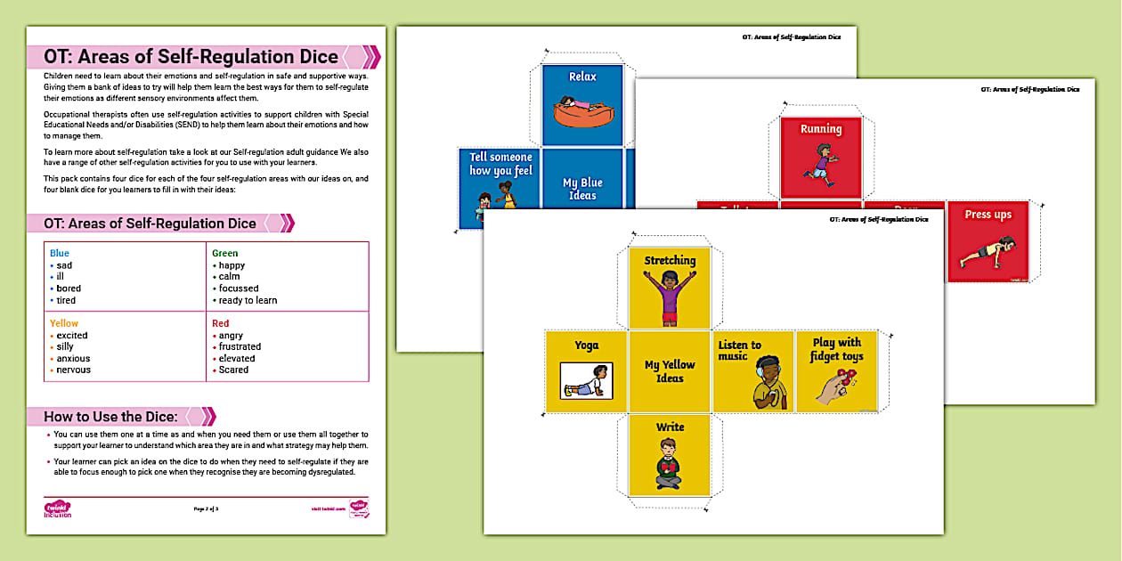 OT: Areas of Self-Regulation Dice (teacher made) - Twinkl