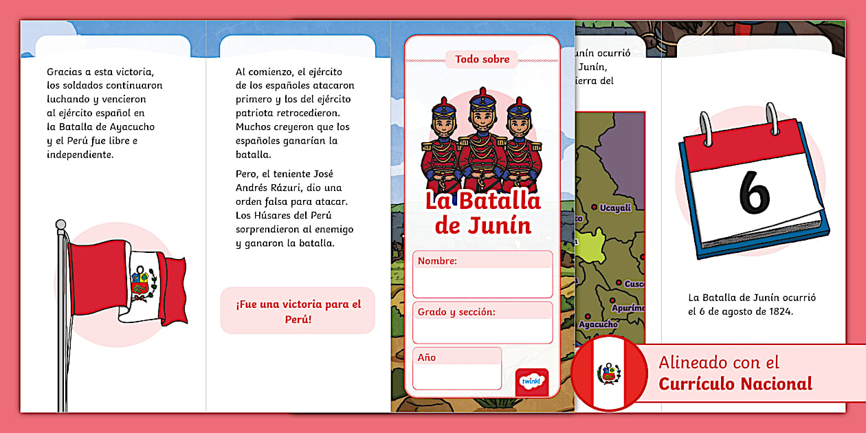 Tríptico de la Batalla de Junín para primaria baja