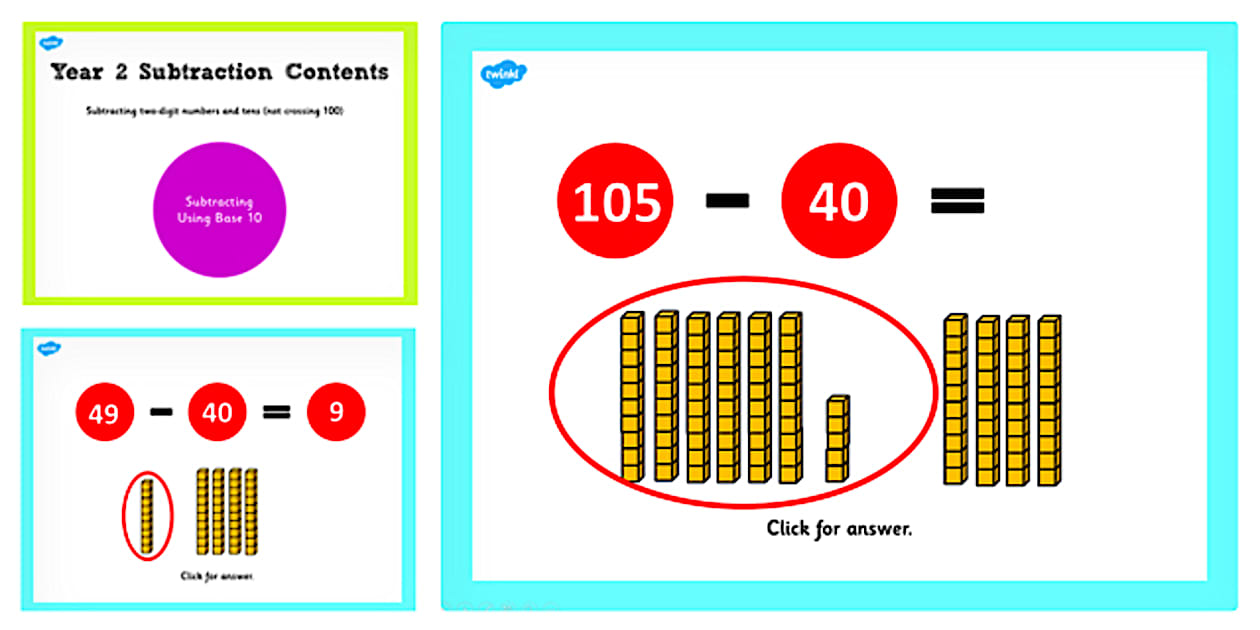 Y2 2 Digit Number Tens Not Cross 100 Subtract Same Tens Base 10