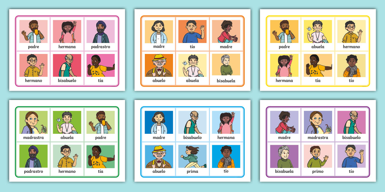 Family Members Bingo Spanish (teacher made) - Twinkl