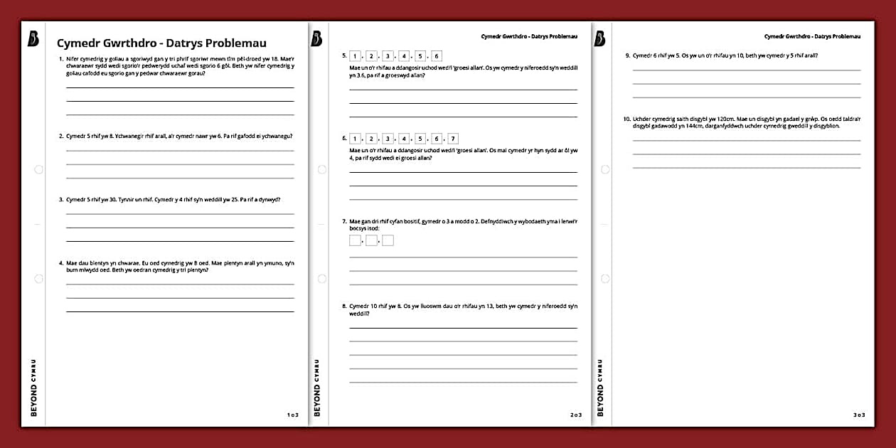 Cymedr Gwrthdro - Datrys Problemau (Teacher-Made) - Twinkl