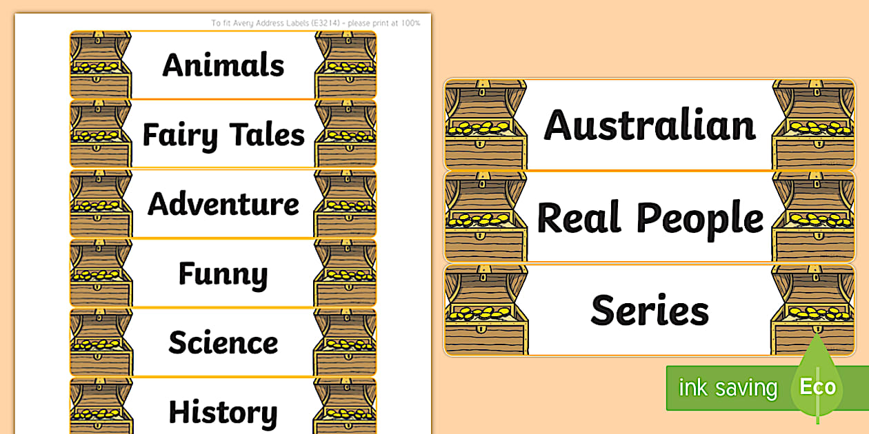 Find Your Treasure Book Labels - Primary Education