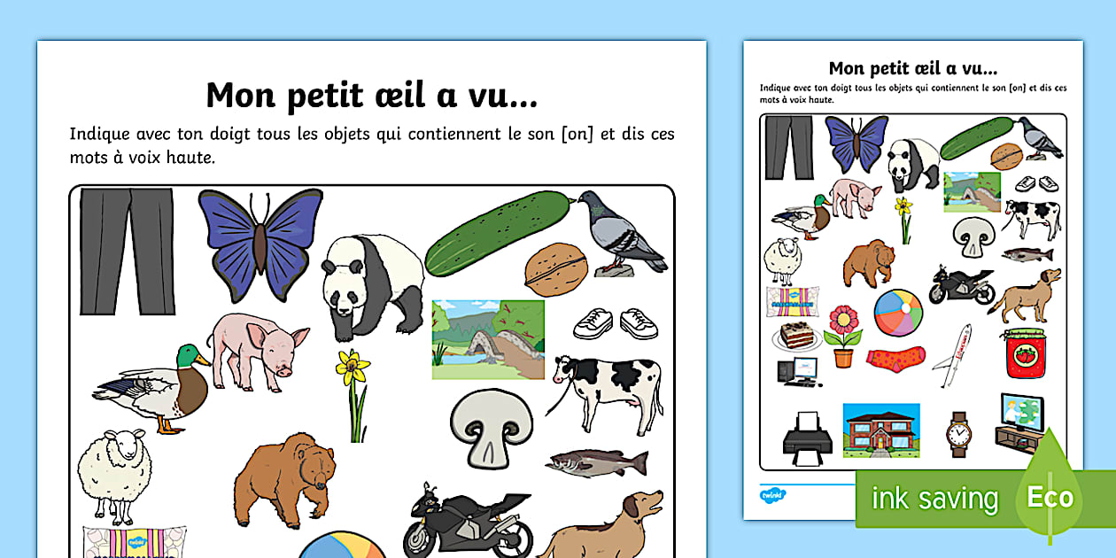 Feuille d'activités : Mon petit œil a vu – Le son [on]
