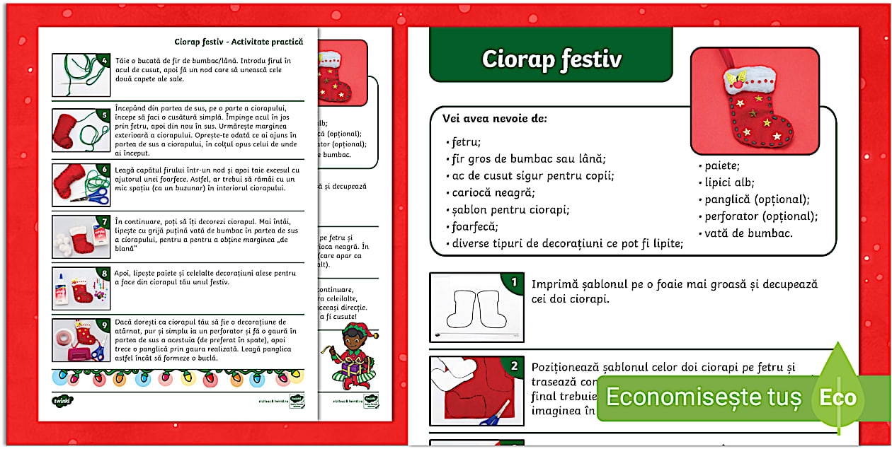 Ciorap festiv – Activitate practică (teacher made)