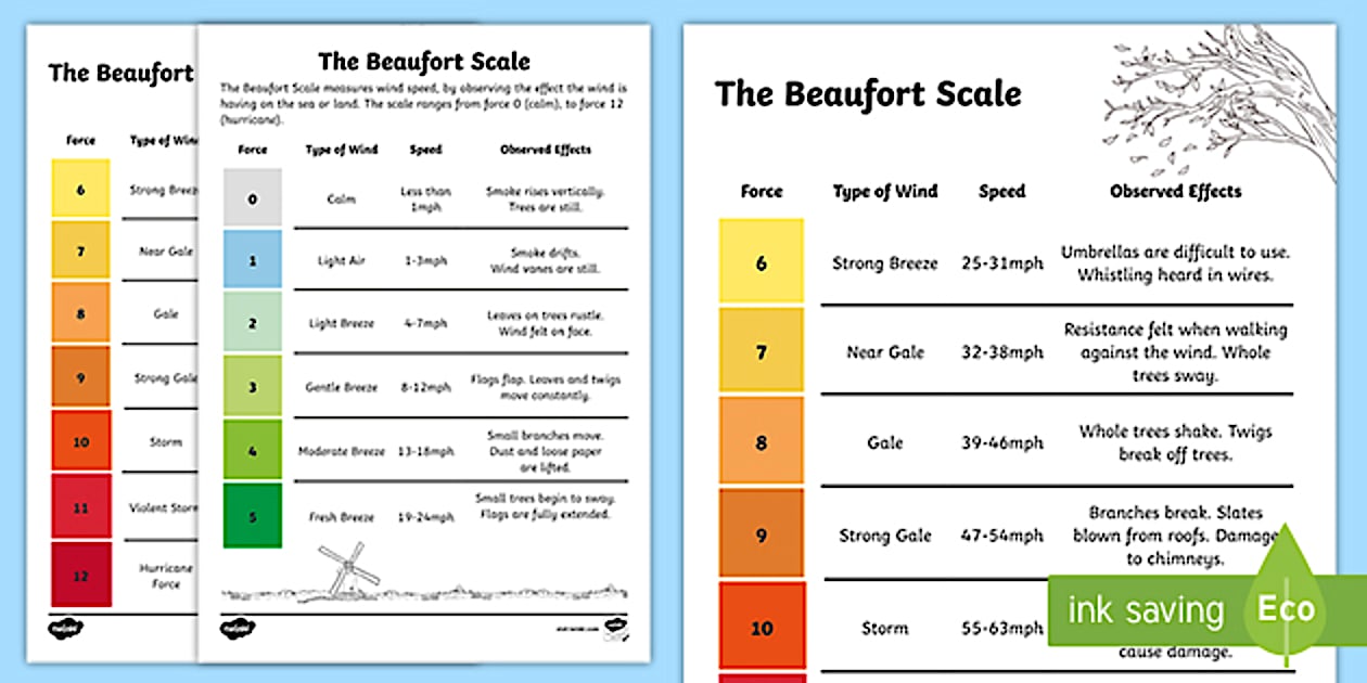 Editable The Beaufort Scale (teacher made) - Twinkl
