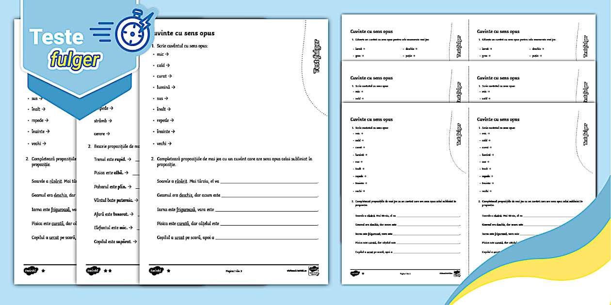 Cuvinte cu sens opus – Test fulger (Hecho por educadores)