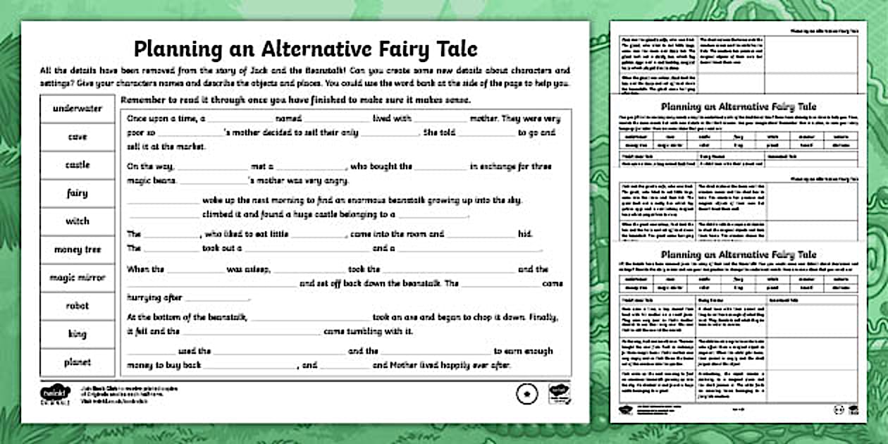 Planning an Alternative Version of a Traditional Fairy Tale Activity Sheet