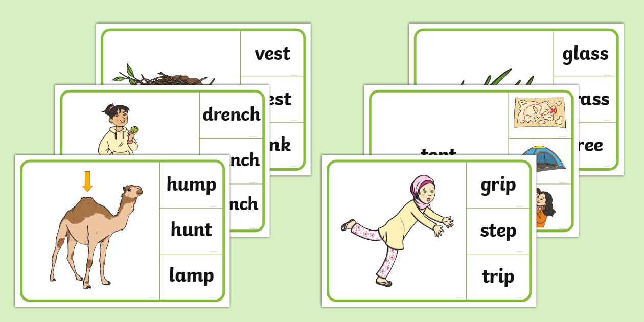 Phase 4 Phonics Words and Pictures Matching Peg Game - EYFS