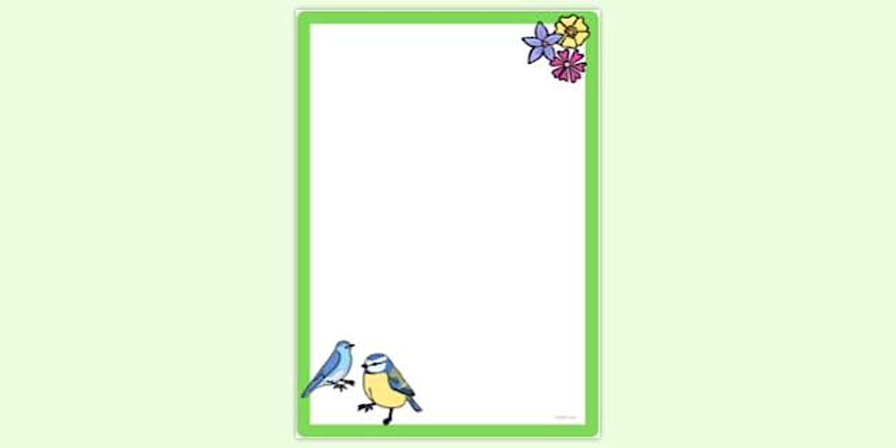 Simple Blank Birds and Flowers Page Border | Page Borders