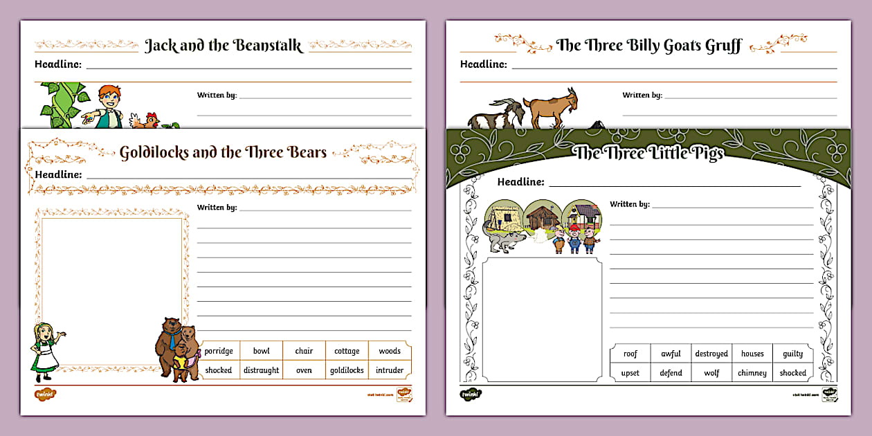 Traditional Tales Newspaper Template Pack (teacher made)