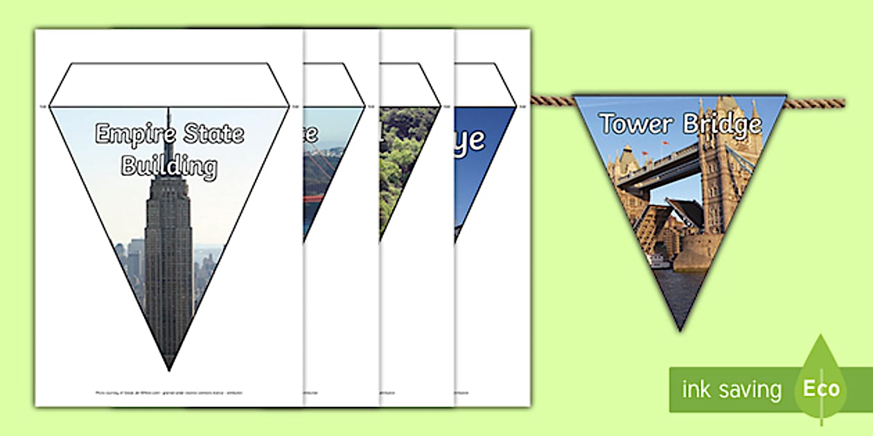 Buildings from Around the World Display Bunting - - Twinkl