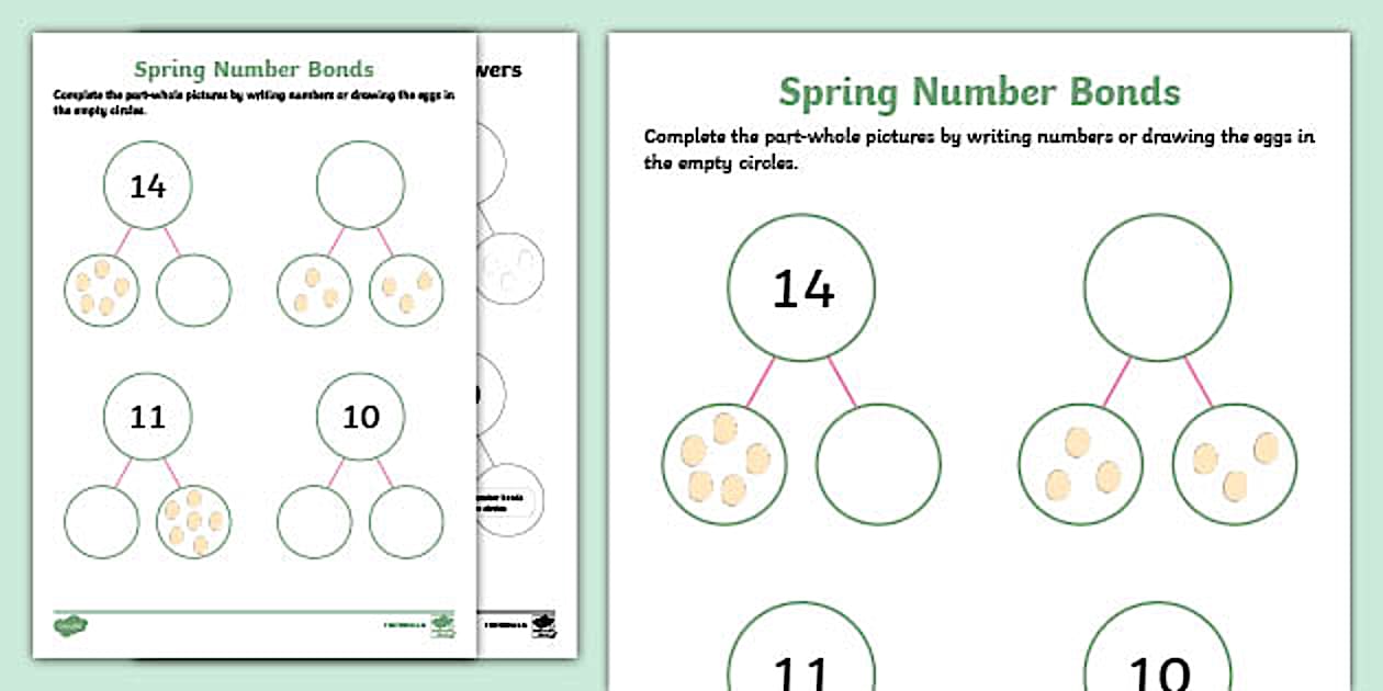 Numbers to 20 Part-Whole Model Worksheet - Twinkl