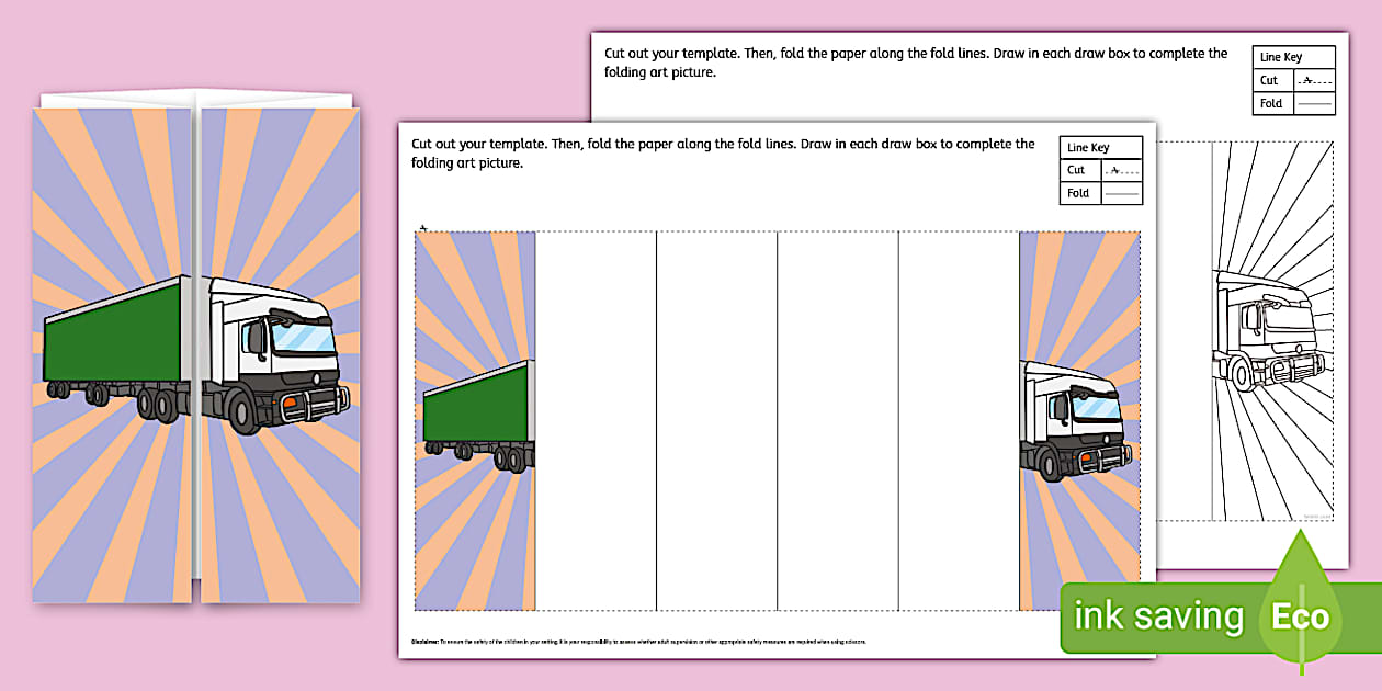 Truck Folding Art Template (teacher made) - Twinkl