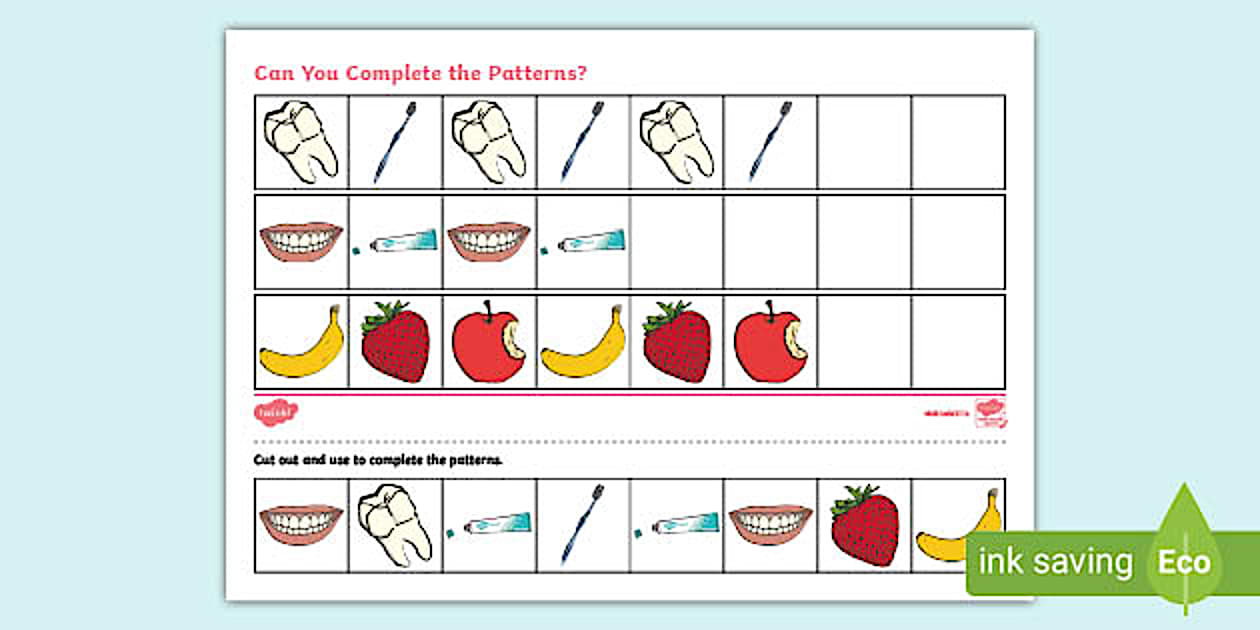 Healthy Teeth Complete The Pattern (teacher made) - Twinkl