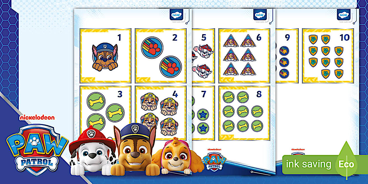 FREE! - 👉 PAW Patrol: Number Cards to 10 (teacher made)