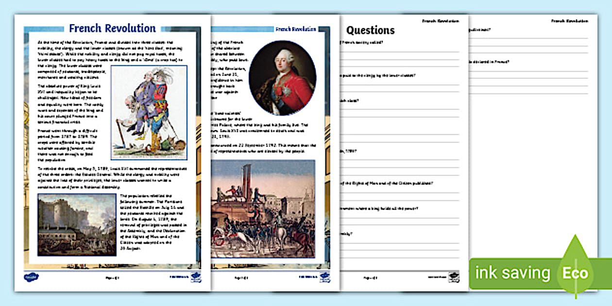 French Revolution Differentiated Reading Comprehension Activity