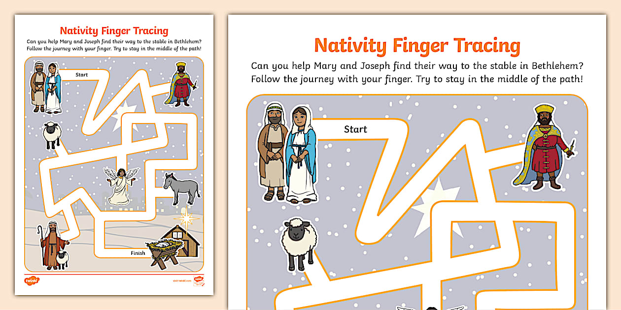 Nativity Finger Tracing Activity Professor Feito Twinkl