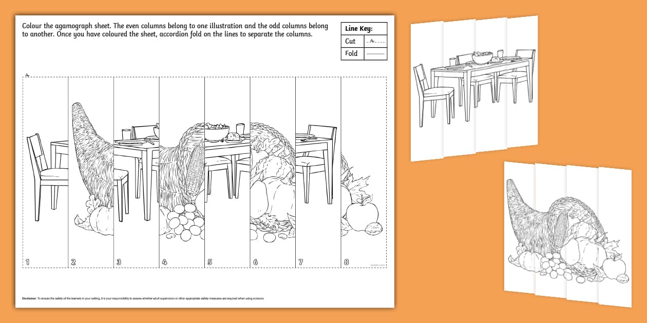 Thanksgiving Colouring In Agamograph (teacher made) - Twinkl