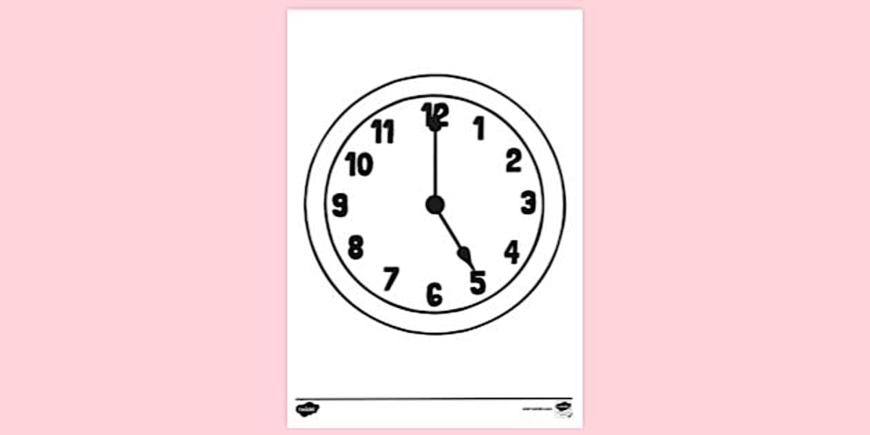 5 O'Clock Colouring Sheets | Colouring Pages