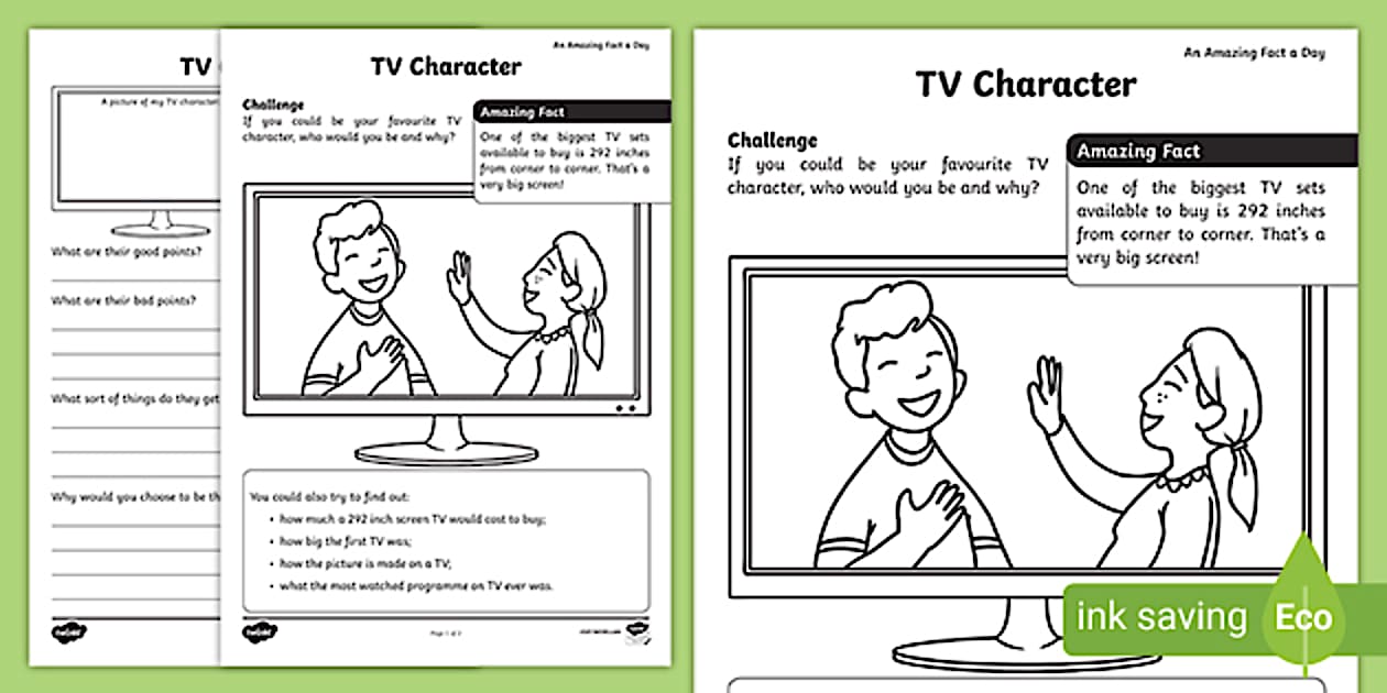TV Character Worksheet / Worksheet - Twinkl