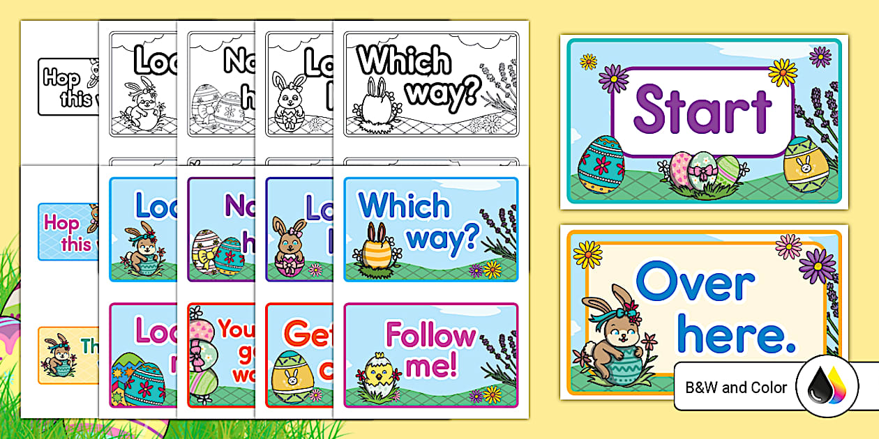Easter Egg Hunt Signs (teacher made) - Twinkl
