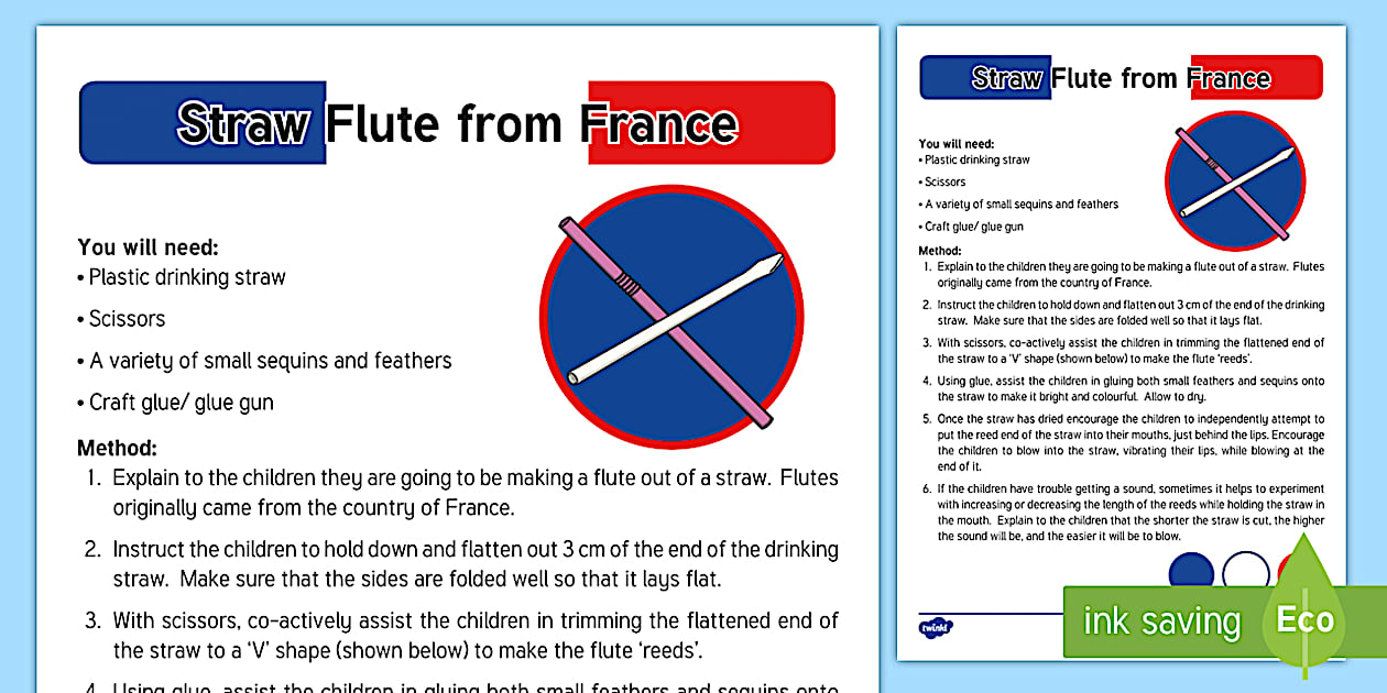 Straw Flute from France Activity (Teacher-Made) - Twinkl