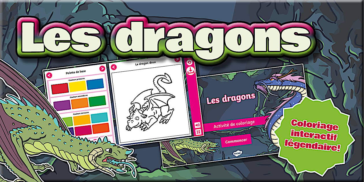* NEW * Jeu coloriage interactif : Les dragons - Twinkl