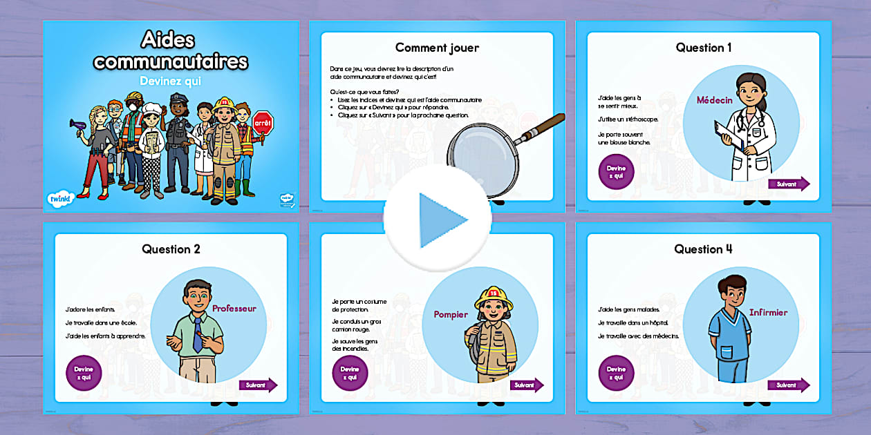 Community Helpers PowerPoint Game French - Twinkl