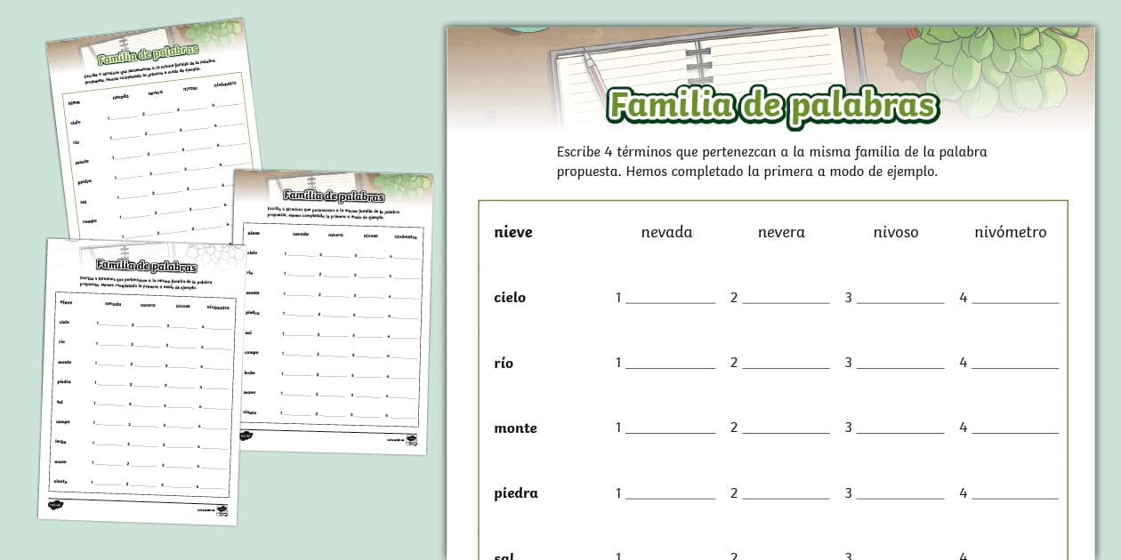 Ficha de actividad: Familia de palabras