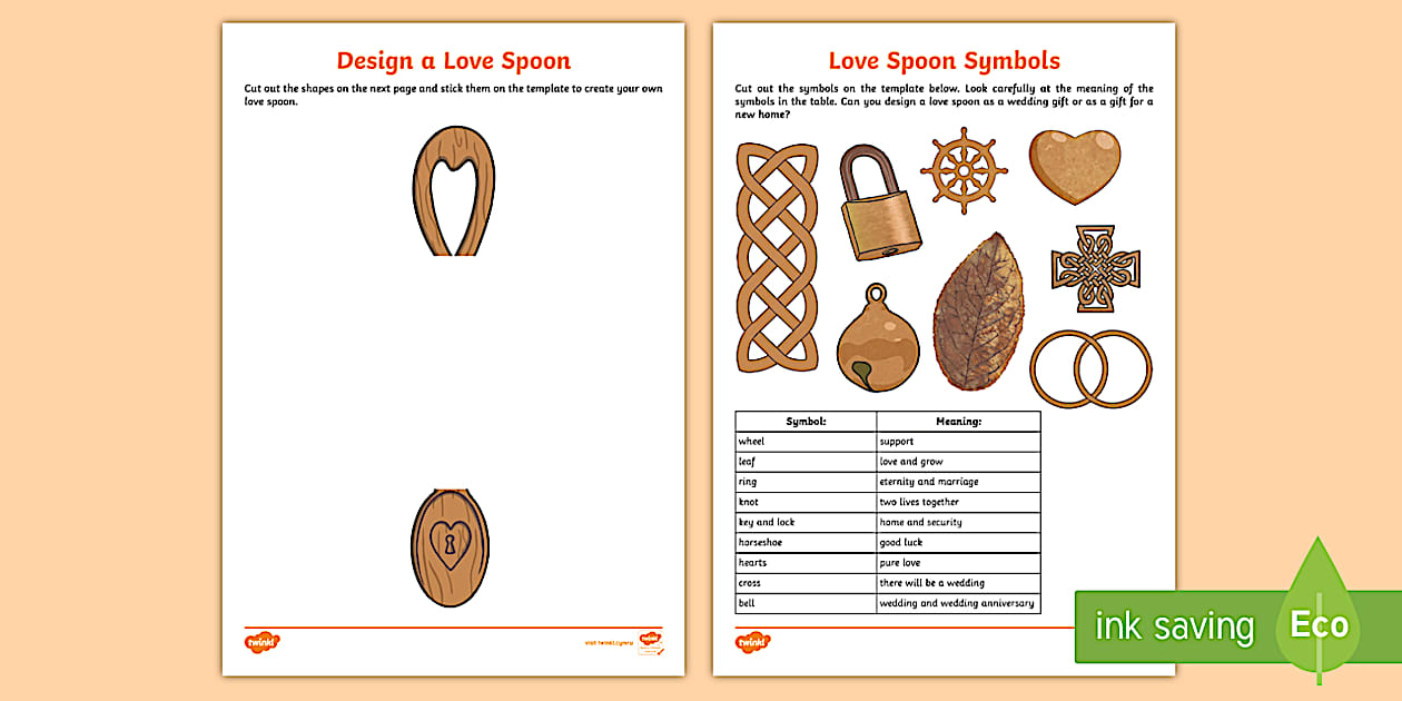 Design a Love Spoon Worksheet - Welsh Love Spoon Craft