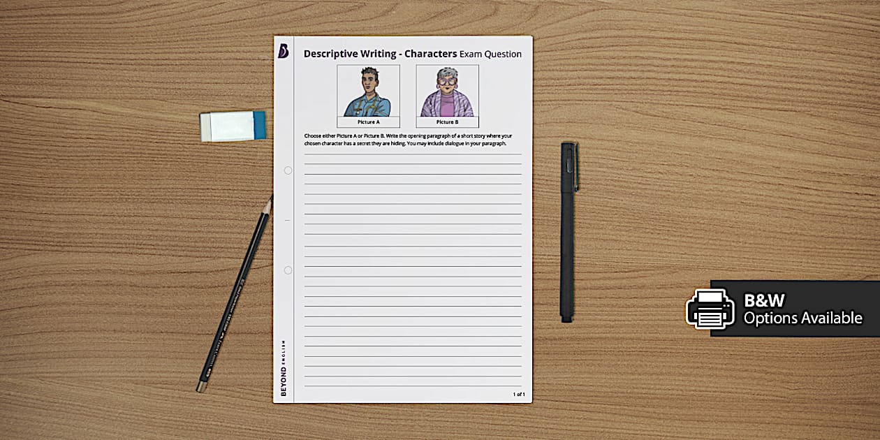 Descriptive Writing Characters Exam Question - Twinkl