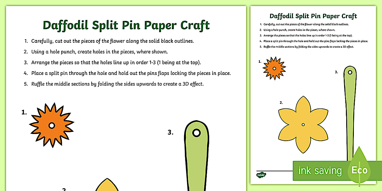 Daffodil Split Pin Paper Craft -saint, david, st david, saint davids ...