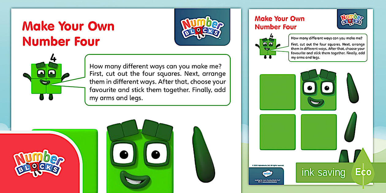 Numberblocks: Make Your Own Number 4 Activity (teacher made)