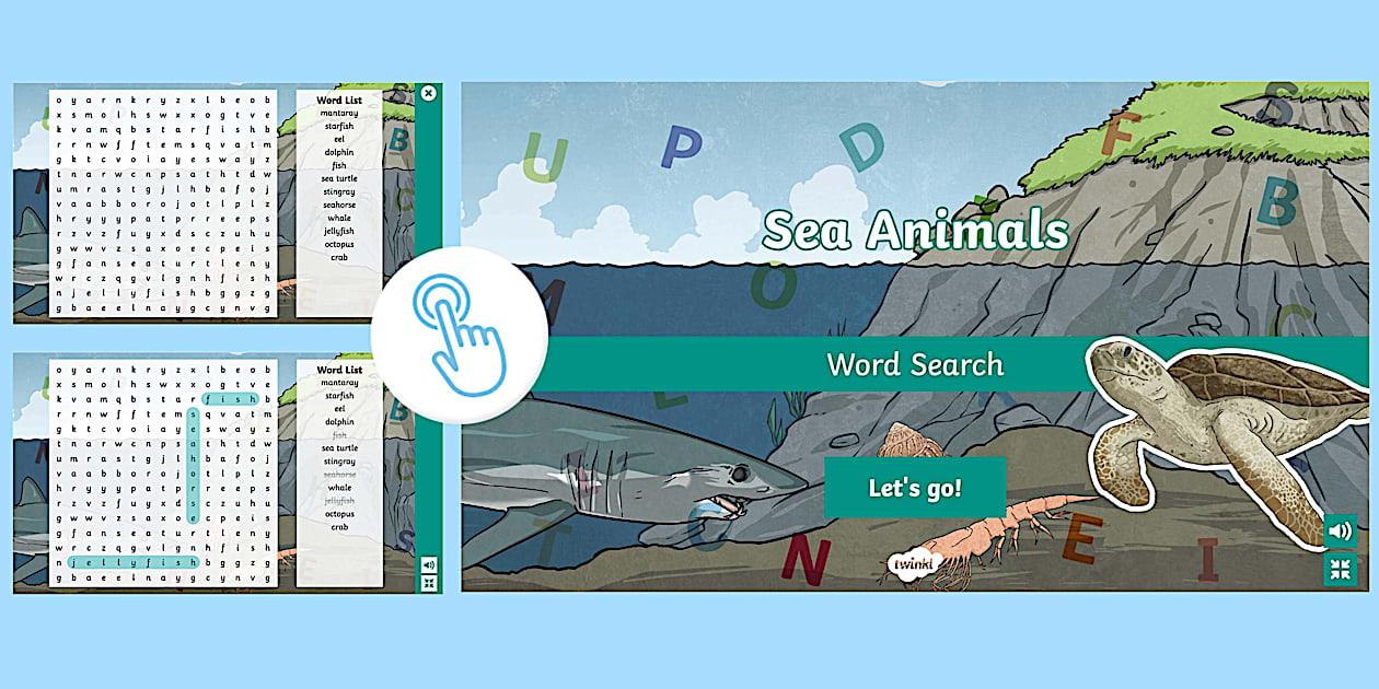Sea Animals Interactive Word Search - Twinkl
