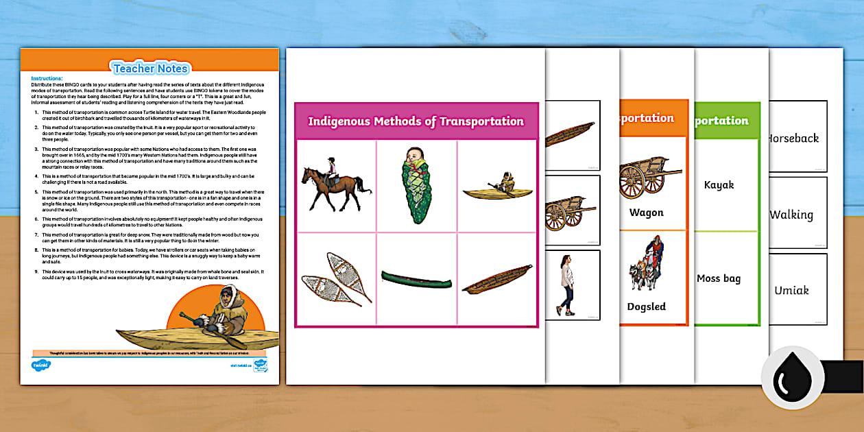 FREE! - Indigenous Methods of Transportation Bingo - Twinkl