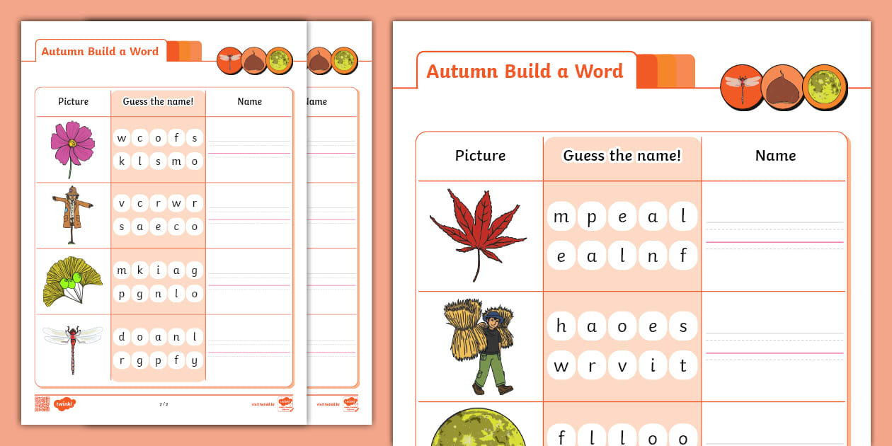 07 Teacher I Am Done ⅼ Autumn Build a Word Activity