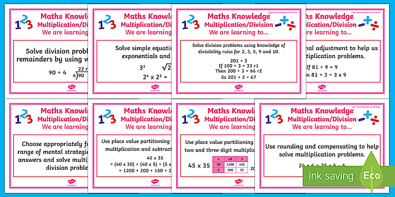 Multiplication and Division Stage 7 WALT Display Posters