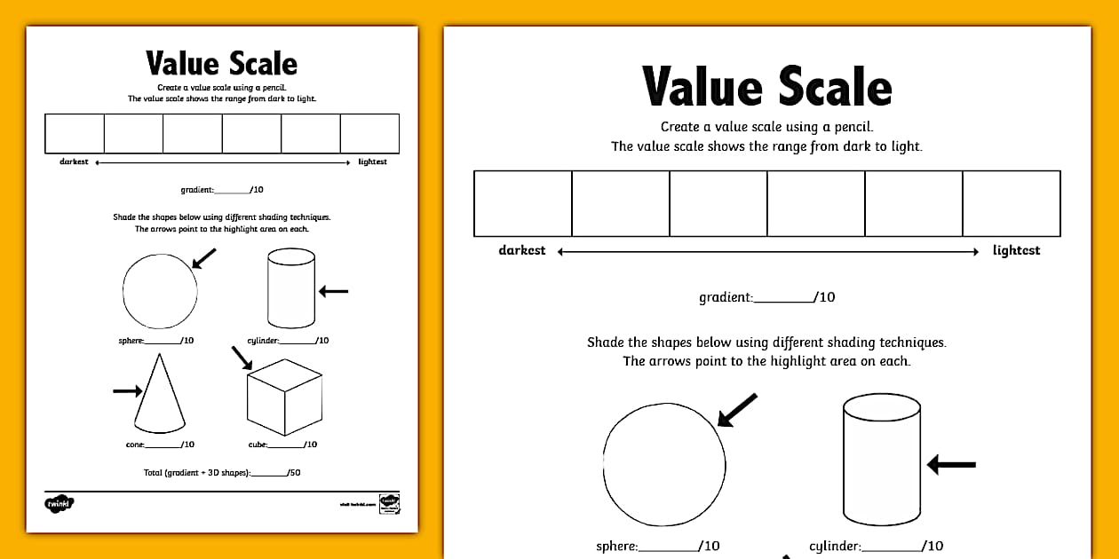 Value Scale Worksheet | 6th-8th Grade Art | Twinkl USA