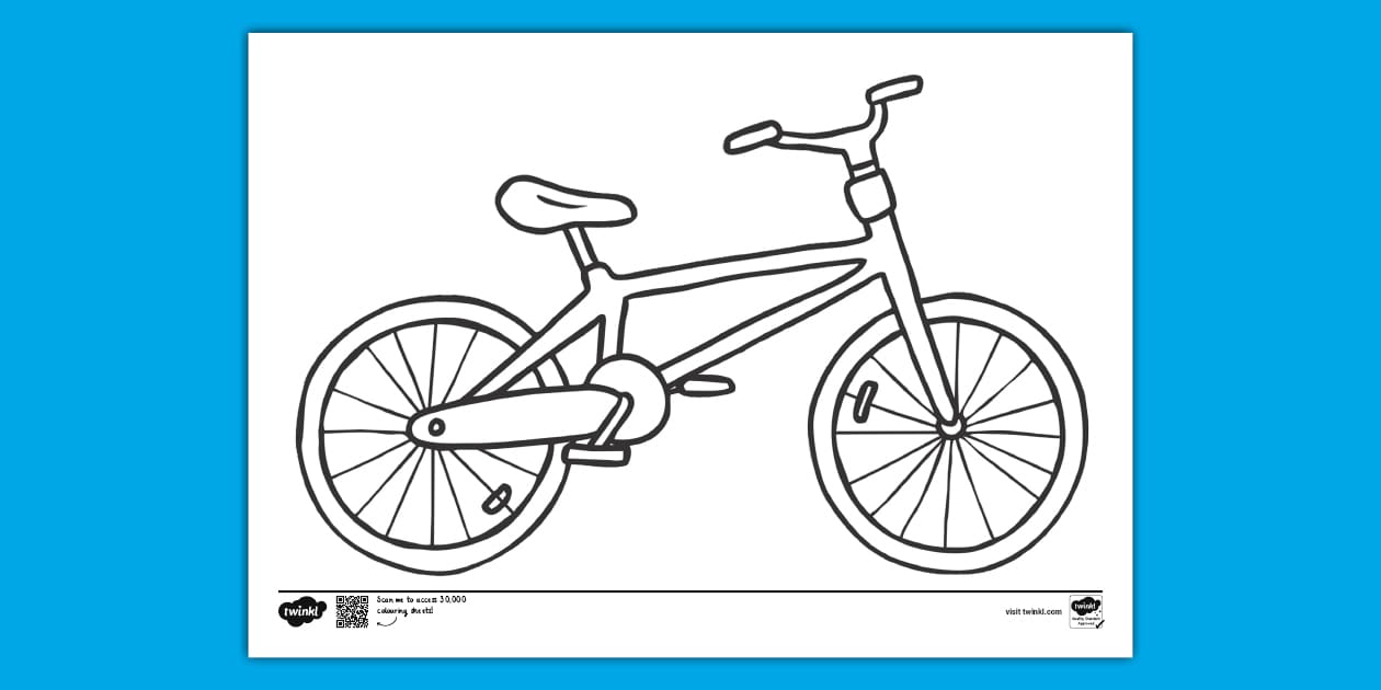 Cute Bicycle Colouring Sheet | Colouring Sheets | Twinkl