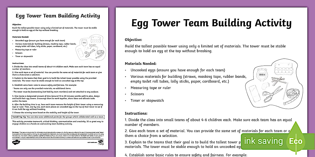 Egg Tower Team Building Activity (teacher made) - Twinkl
