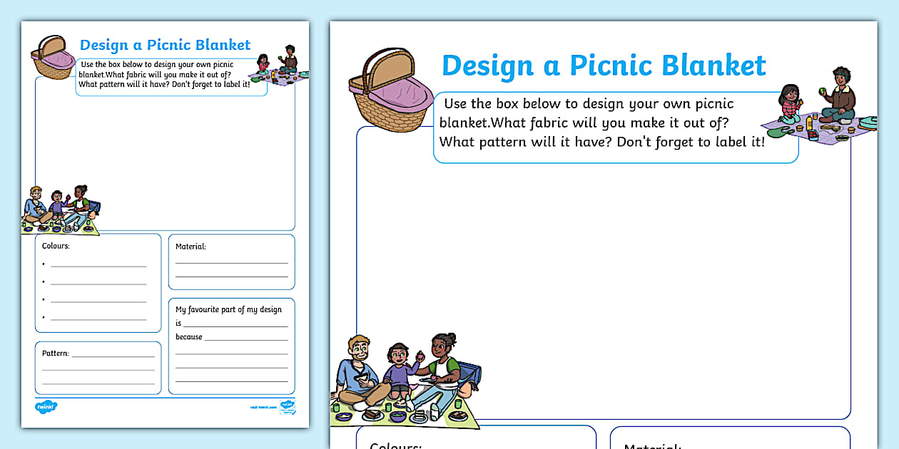 Design a Picnic Blanket Worksheet (Teacher-Made) - Twinkl