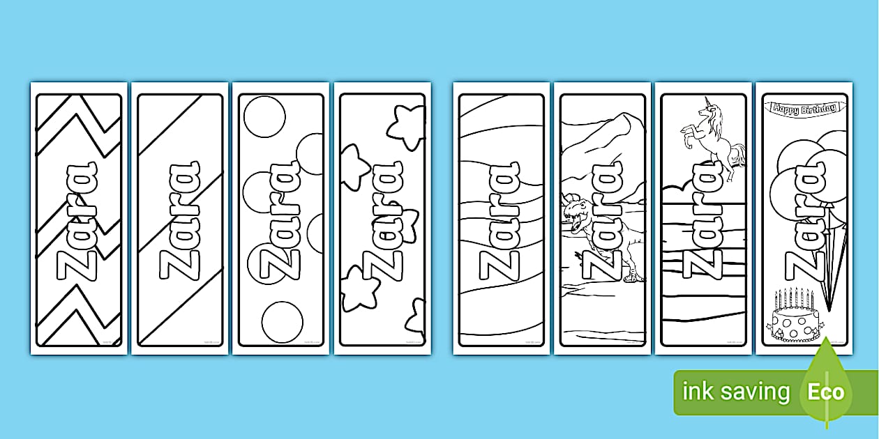 Zara Name Simple Colouring Bookmarks (teacher made) - Twinkl