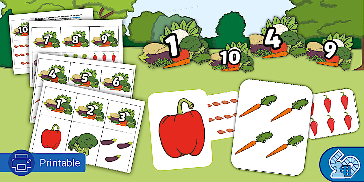 Vegetable Number Matching Game - Counting to 10 - Twinkl