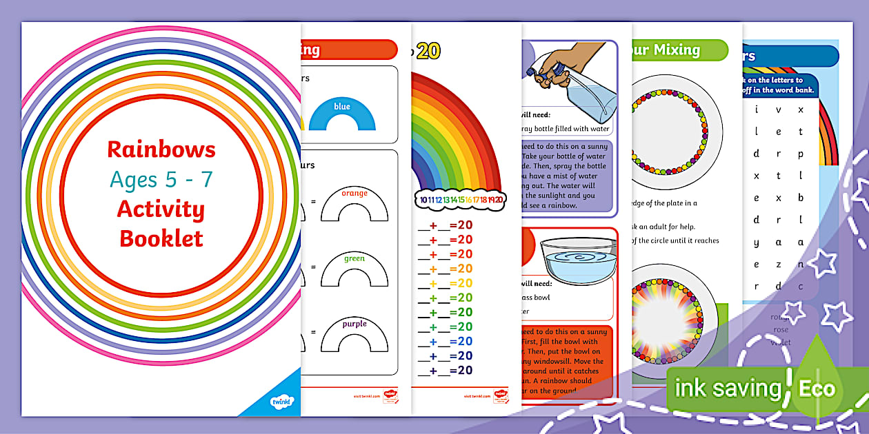 Rainbow-Themed Activity Booklet (Ages 5 - 7) (teacher made)