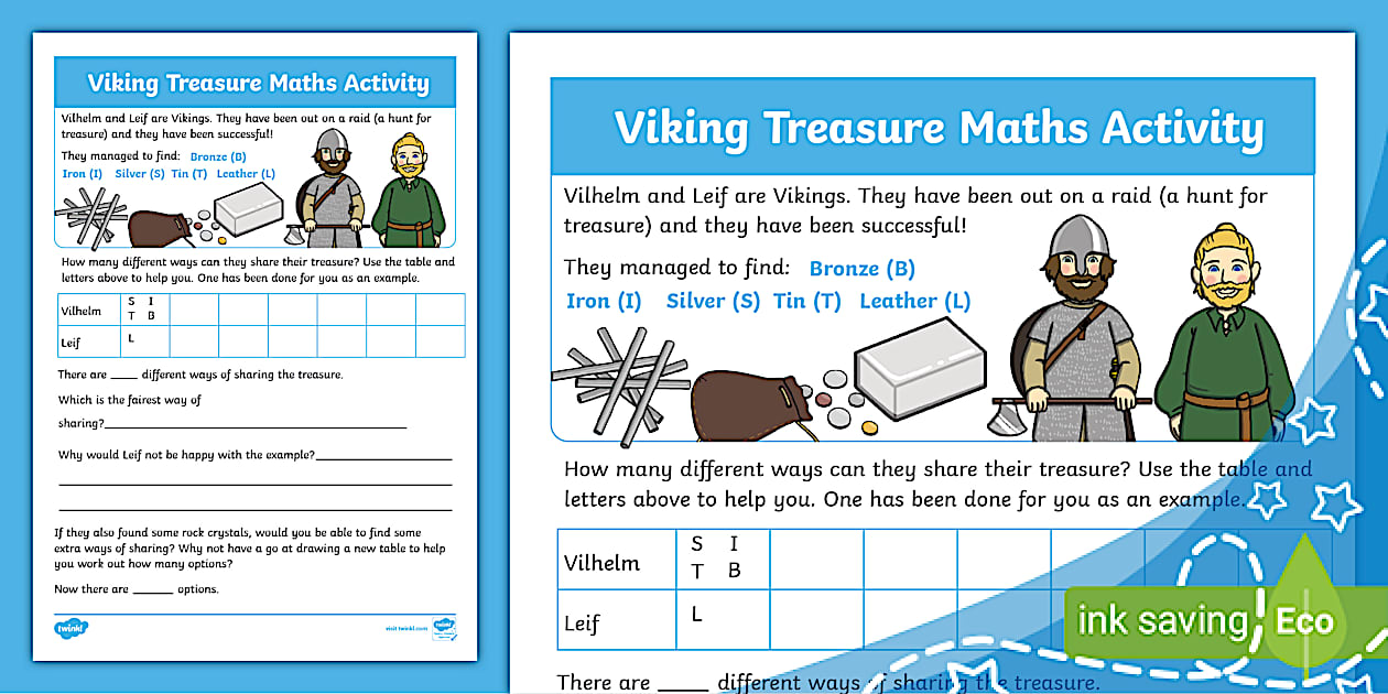 Viking Treasure Maths Activity (teacher made) - Twinkl